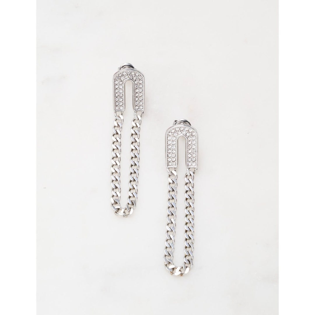 Silver and Gold Chain Link Earrings - Etsy