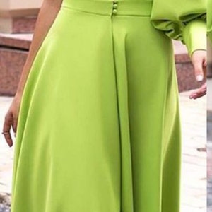 Minty Color Silk Flary Dress One Side Sleeve Dress - Etsy