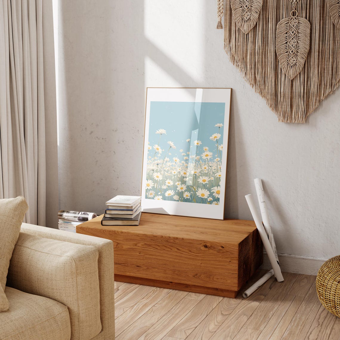 Daisy Field in Bloom Cheerful White Daisy Field Print Spring Nature ...