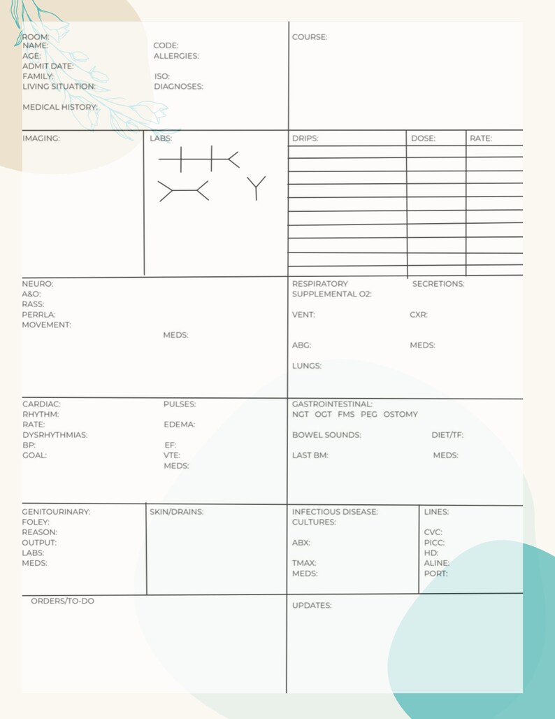 ICU REPORT SHEET - Etsy