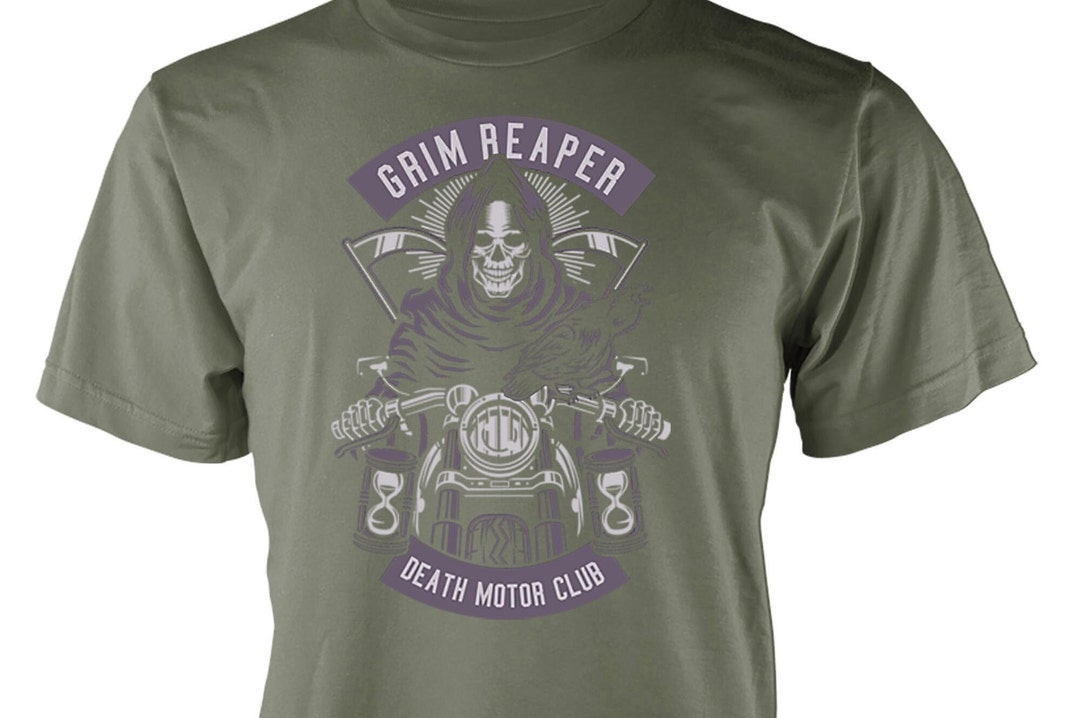 Personalised Grim Reaper Death Motor Club Dead Motorcycle Scythe Raven ...