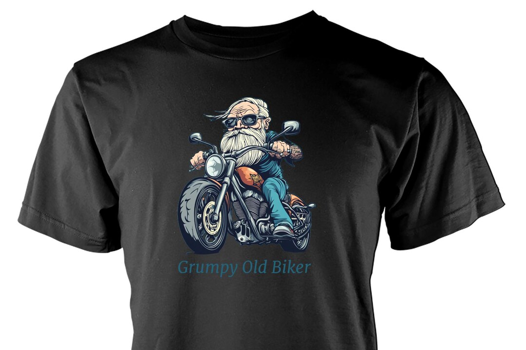 Free Personalisation Grumpy Old Biker Cotton T-shirt, Adults & Kids ...