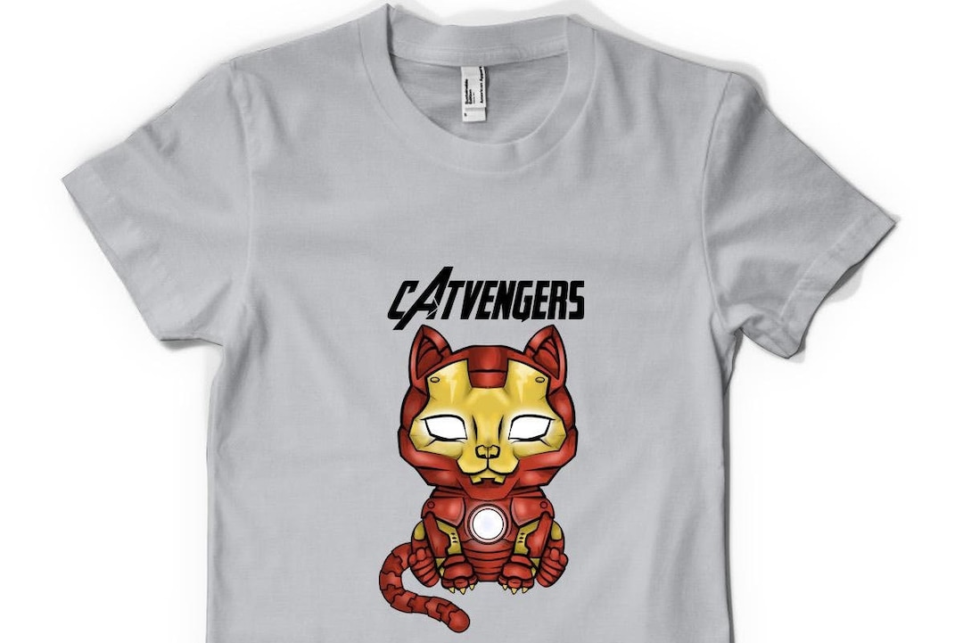 Personalised Catvengers Iron Man Cat Superhero Mashup T-shirt - Funny ...