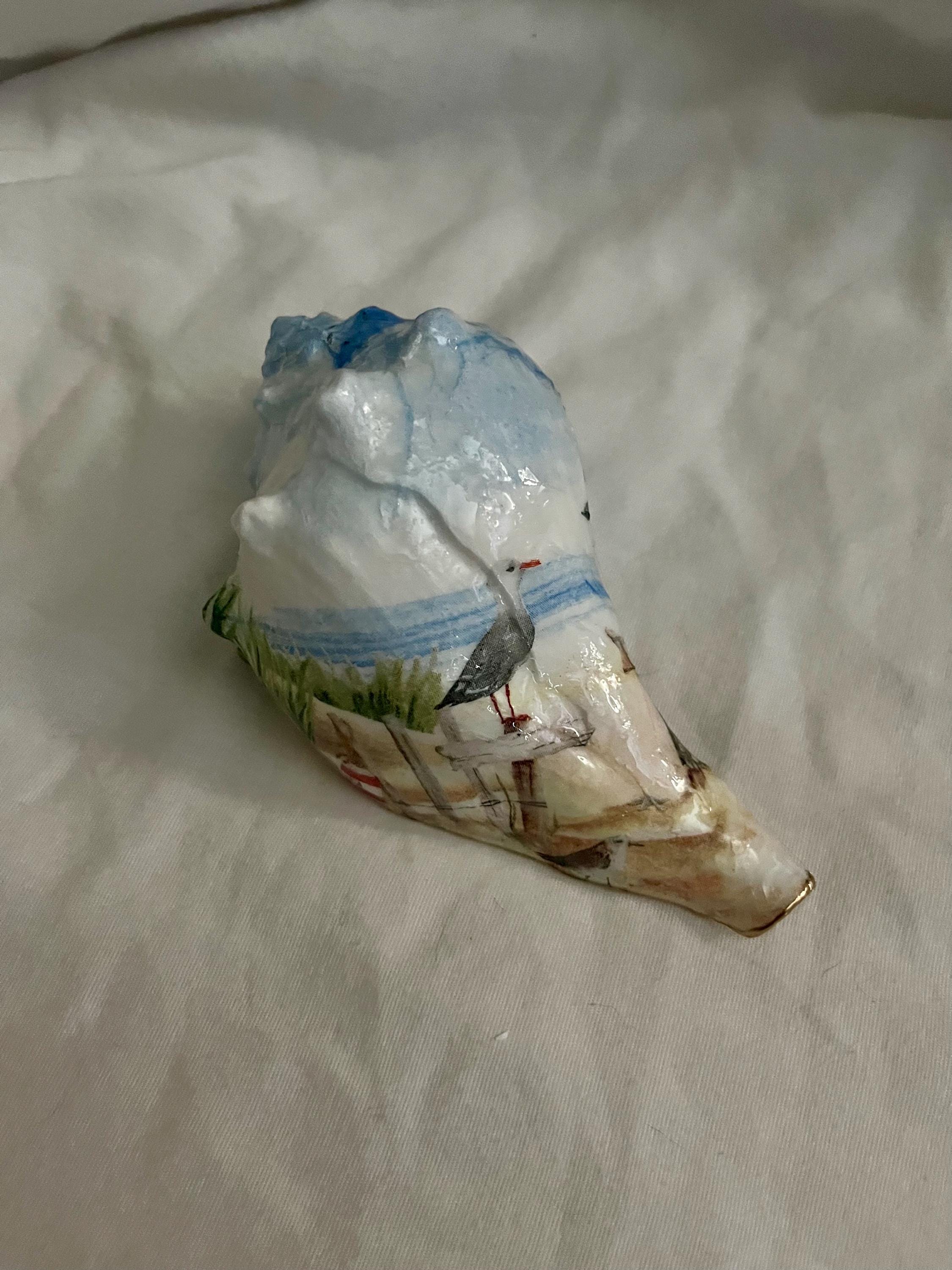 Beach Scene Decoupaged Whelk Shell, Ocean Art, Coastal Decor, Shell Art ...