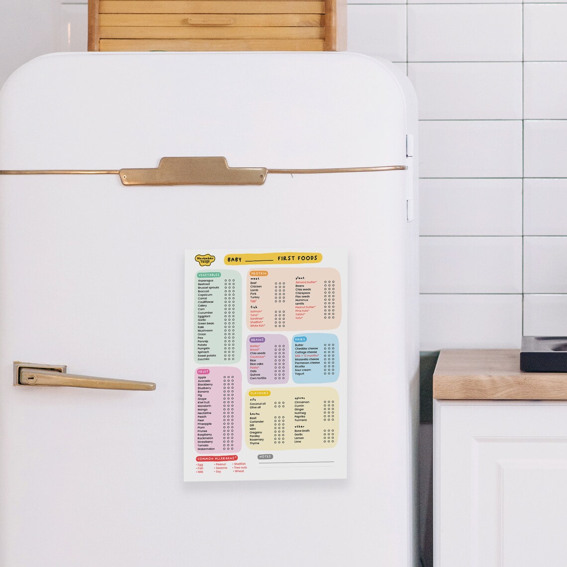 Baby’s First Foods Solids Checklist Tracker - A4 Portrait Printable ...