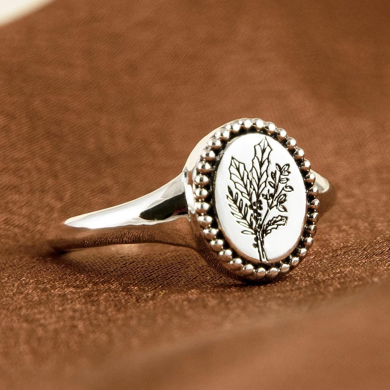 Wildflower Signet Ring - Etsy