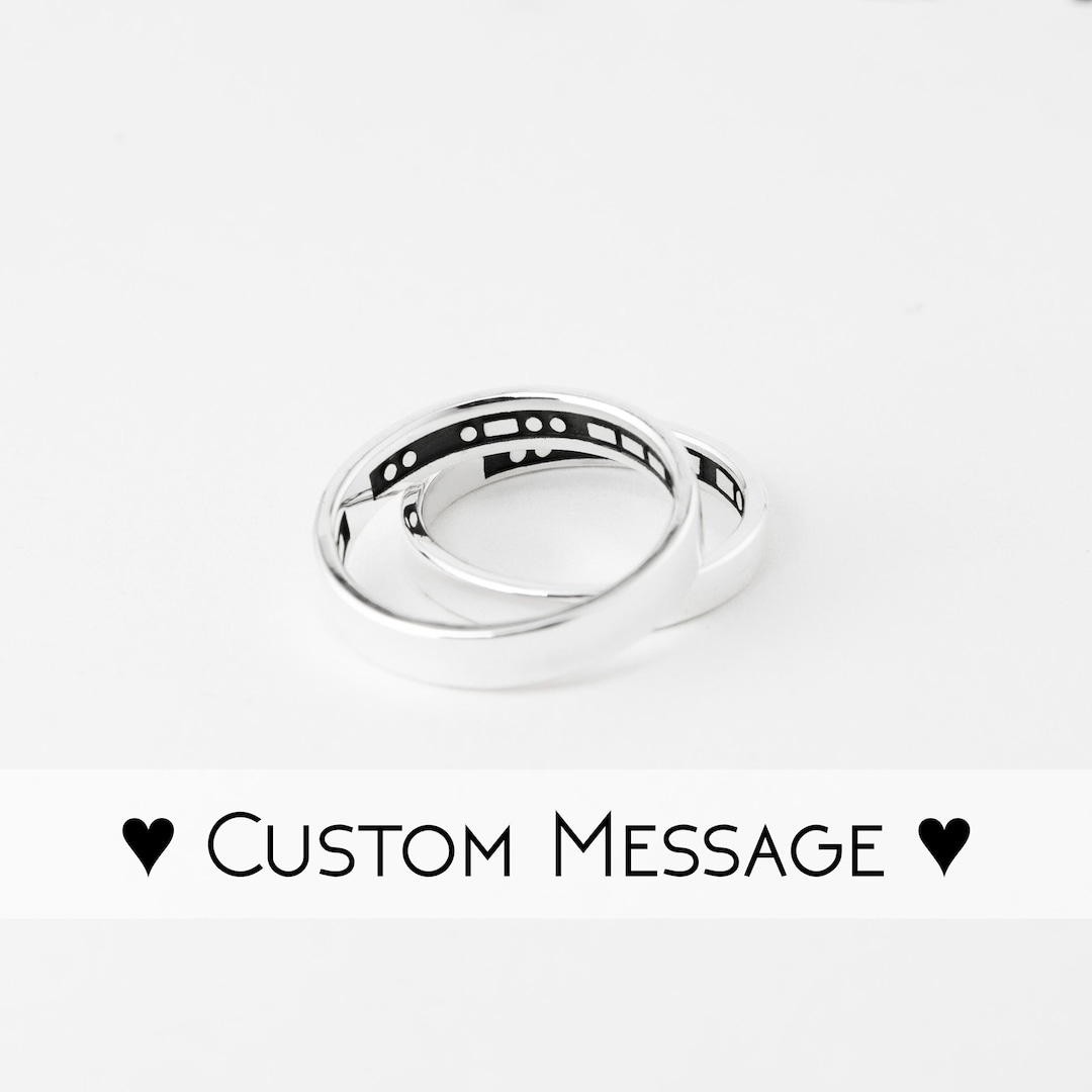 Hidden Morse Code Couple Rings in 925 Sterling Silver – Secret Message ...