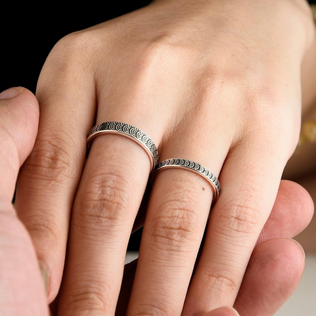 Japanese Fan Pattern Rings in 925 Sterling Silver – Custom Engraved ...