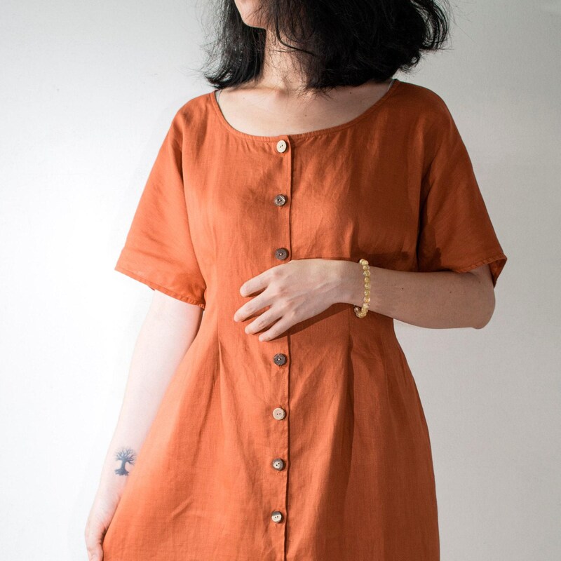 Linen Button Front Dress - Etsy