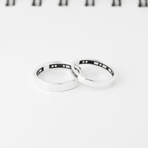 Morse Code Couple Rings, Personalized 925 Sterling Silver Bands With ...
