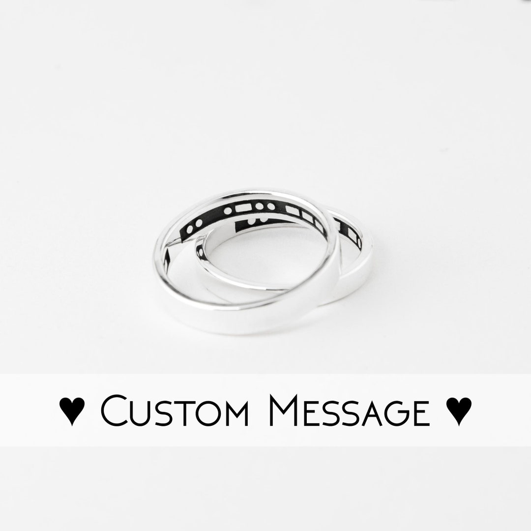 Morse Code Couple Rings, Personalized 925 Sterling Silver Bands With ...
