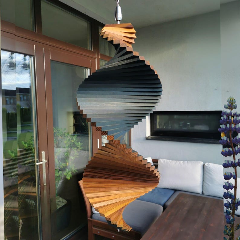 Wooden Wind Spinner – Hanging Garden Decor, Kinetic Outdoor Art, Rust ...