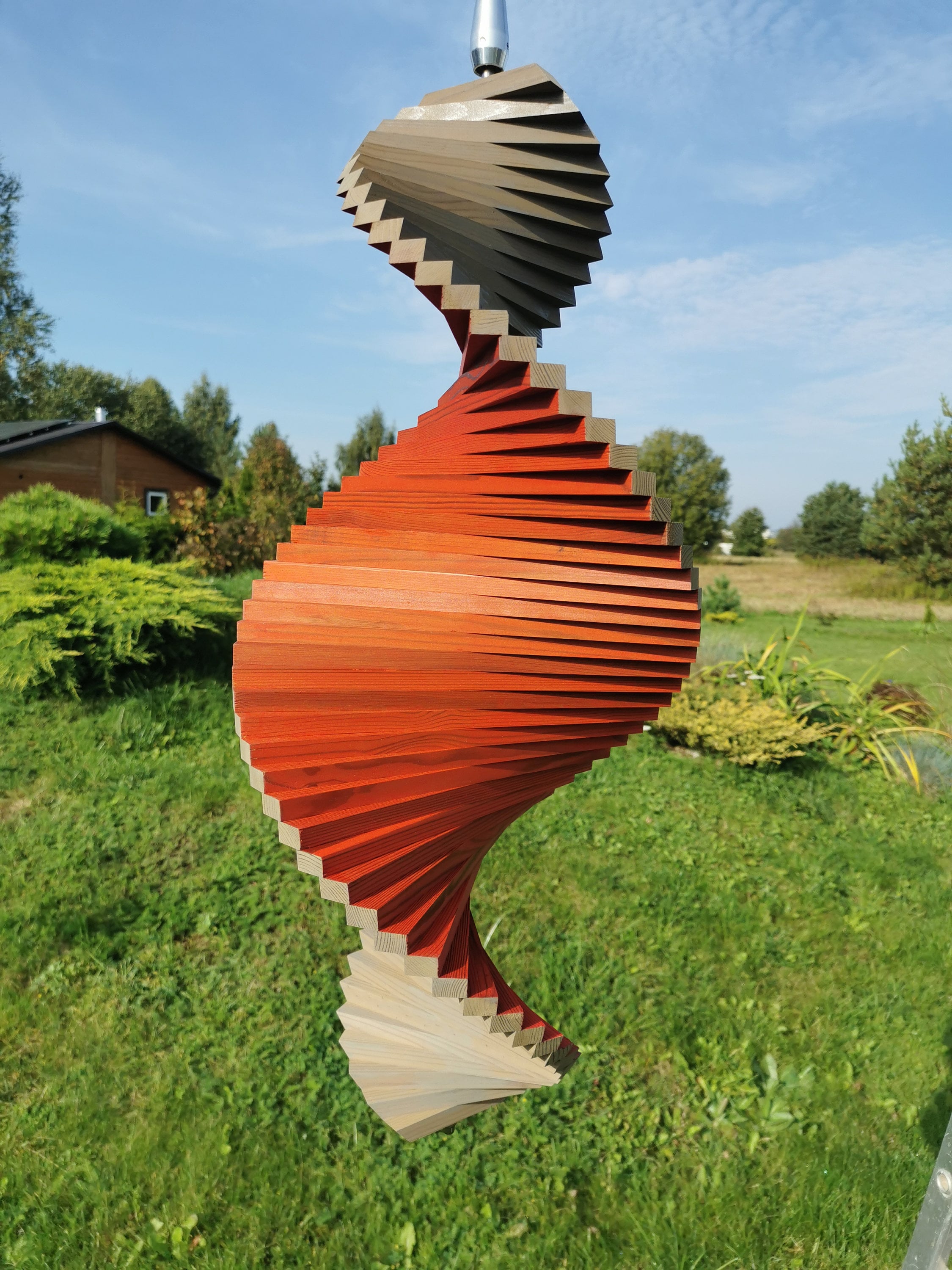 Wooden Wind Spinner – Holz Windspiel, Hanging Outdoor Decor, Rust-free ...