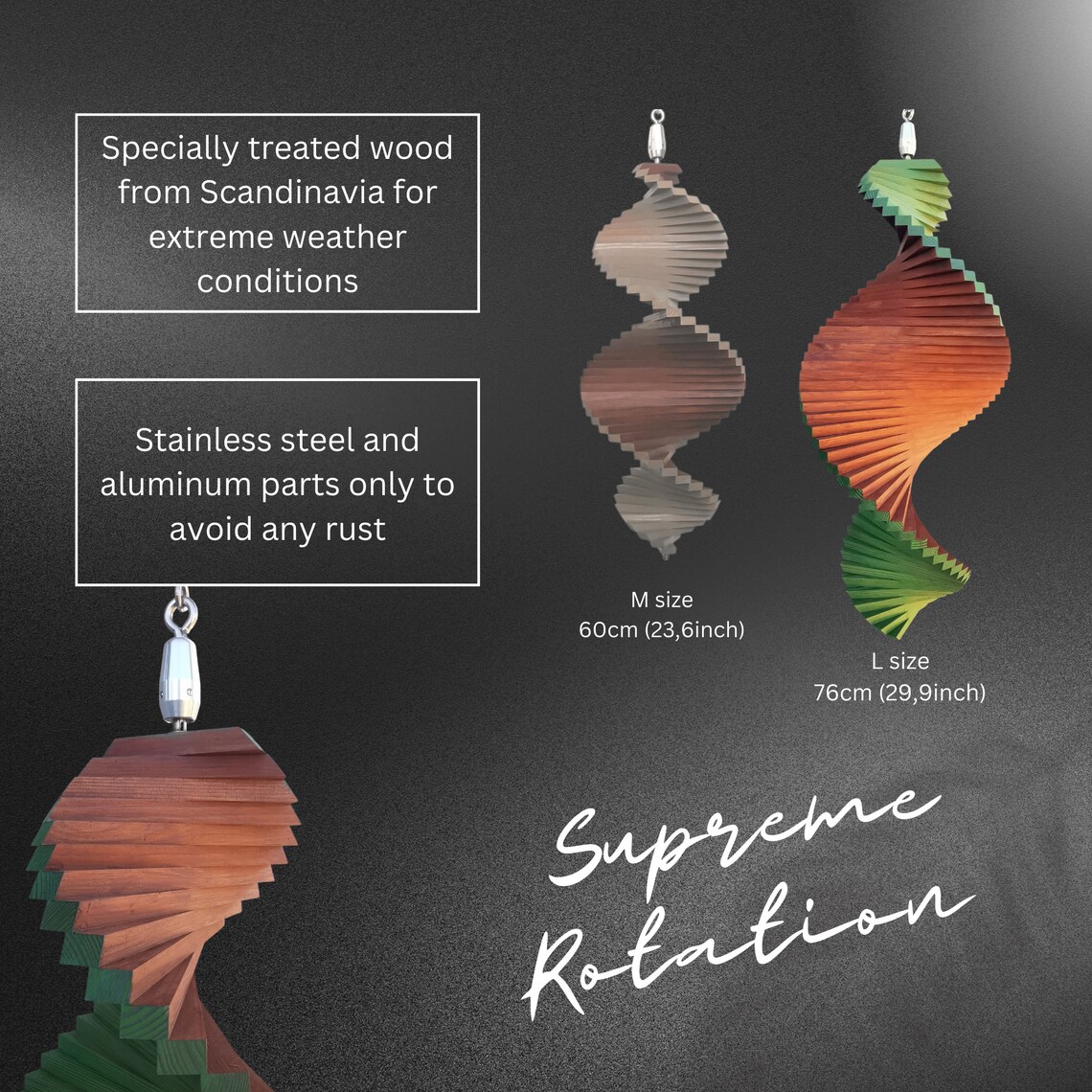 Wind Spinner, Outstanding Hanging Wood Decor for Garden, Outside ...