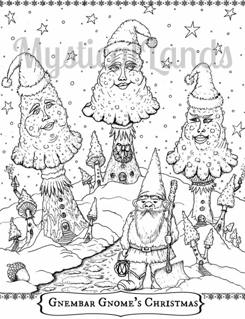 Christmas Gnome Adult Coloring Page: "gnembar Gnome's Christmas" by ...