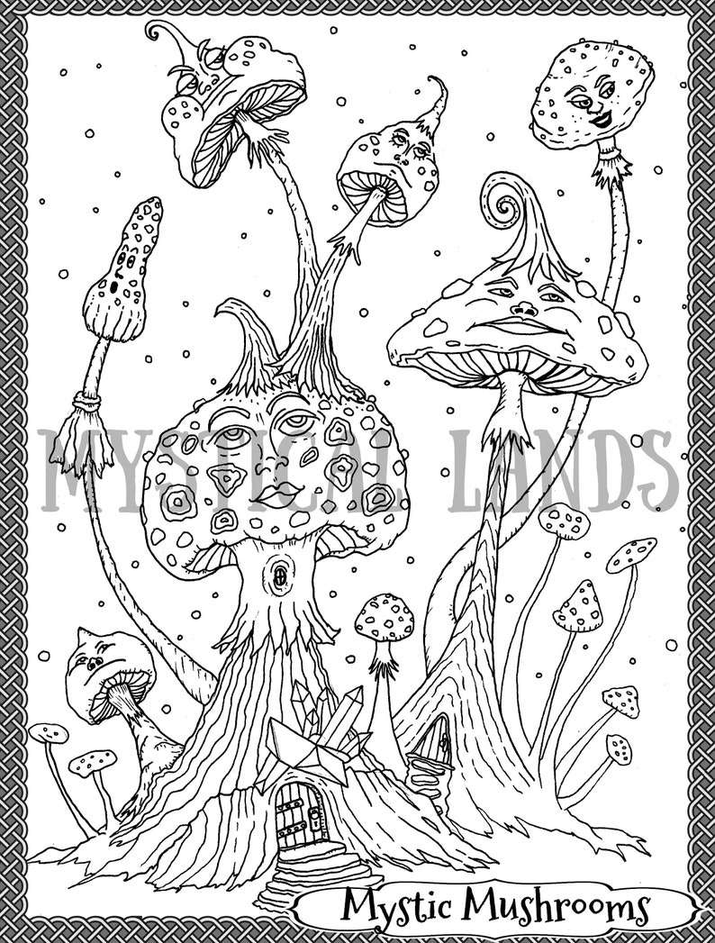 Adult Coloring Pages, Set of 3 HAND DRAWN: Mushroom Fairy Houses ...
