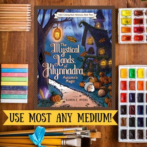 Adult Coloring Book Pages Hand Drawn, Fall, Halloween, Mystical Lands ...