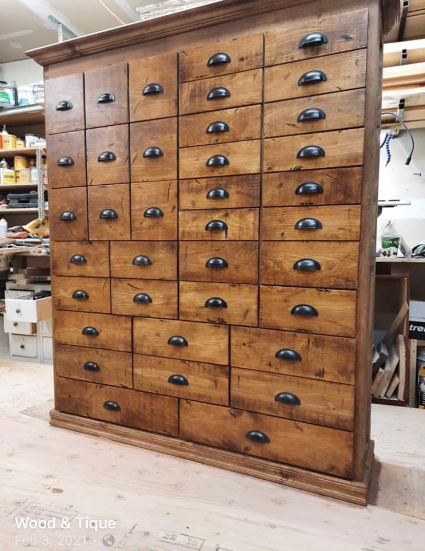 Wood Apothecary- Style Cabinet, Multi Drawer Cabinet, General Store ...