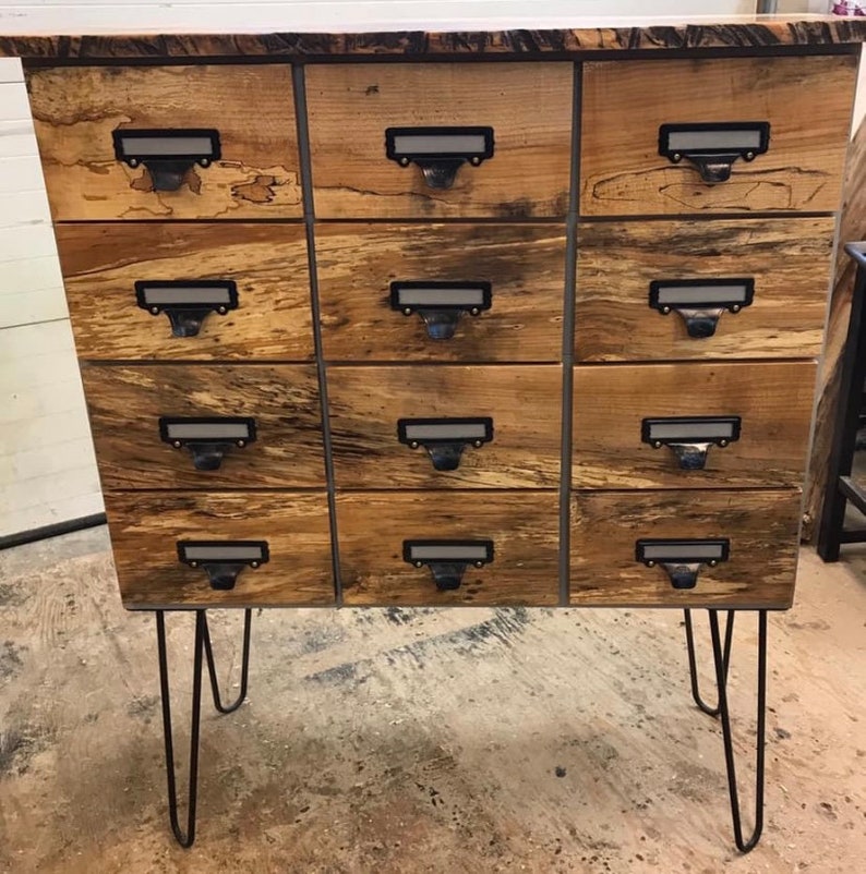 12 Drawer, Apothecary Style, Spalted Maple Cabinet - Etsy