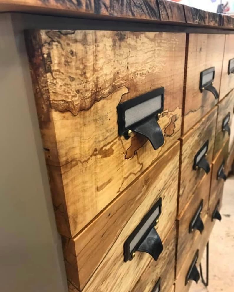 12 Drawer, Apothecary Style, Spalted Maple Cabinet - Etsy