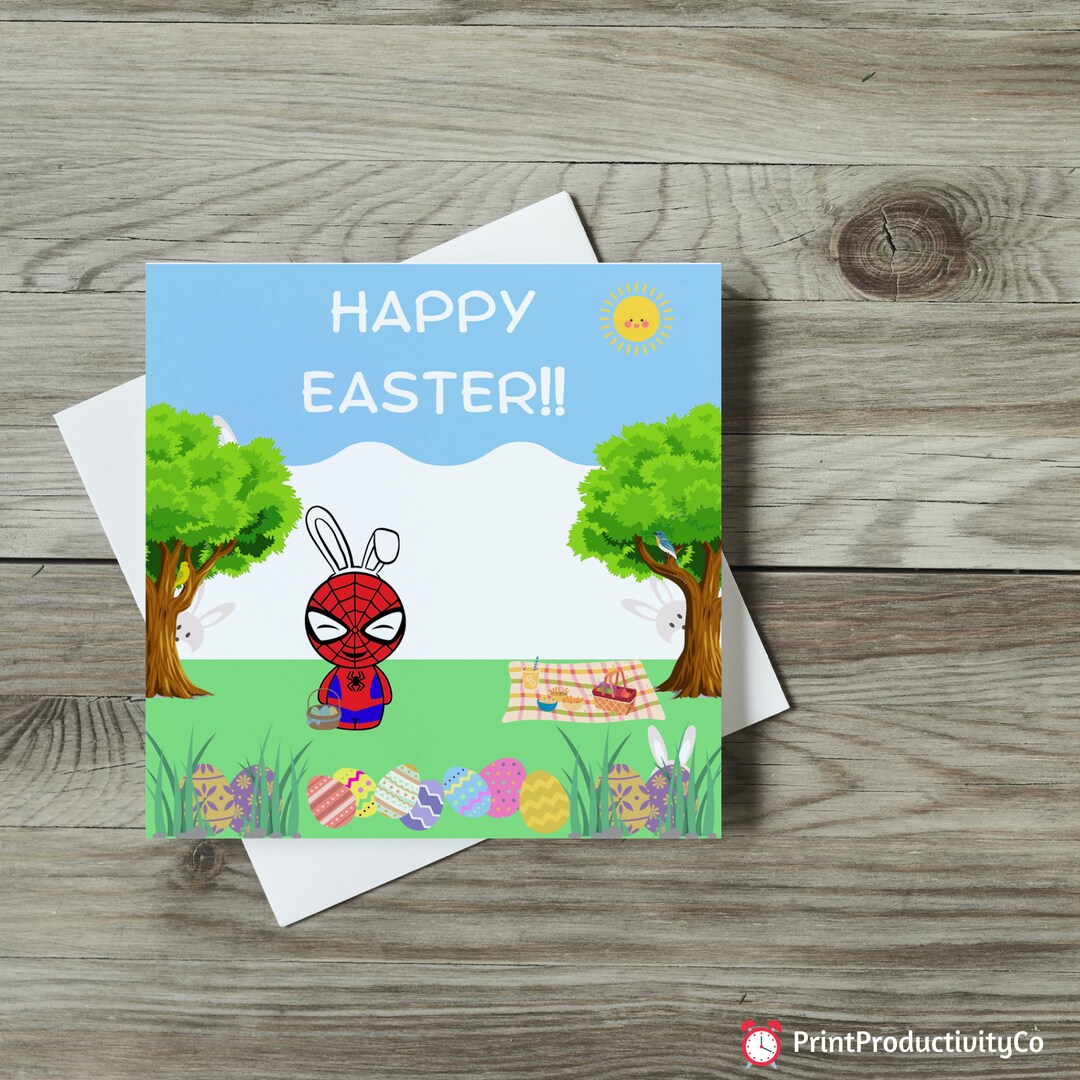 Printable Kids Easter Card Downloadable Spiderman Easter - Etsy