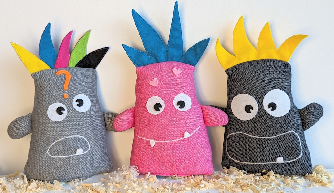 Emotion Monster Set of 3, Pine Fabric, Monster Hand Puppet, Pine ...