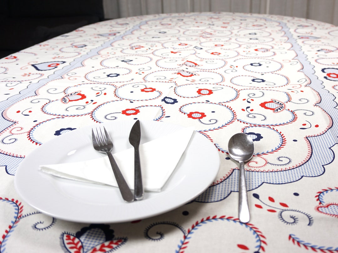 Portuguese Tablecloth Viana Traditional Print Rectangular Size L Red ...