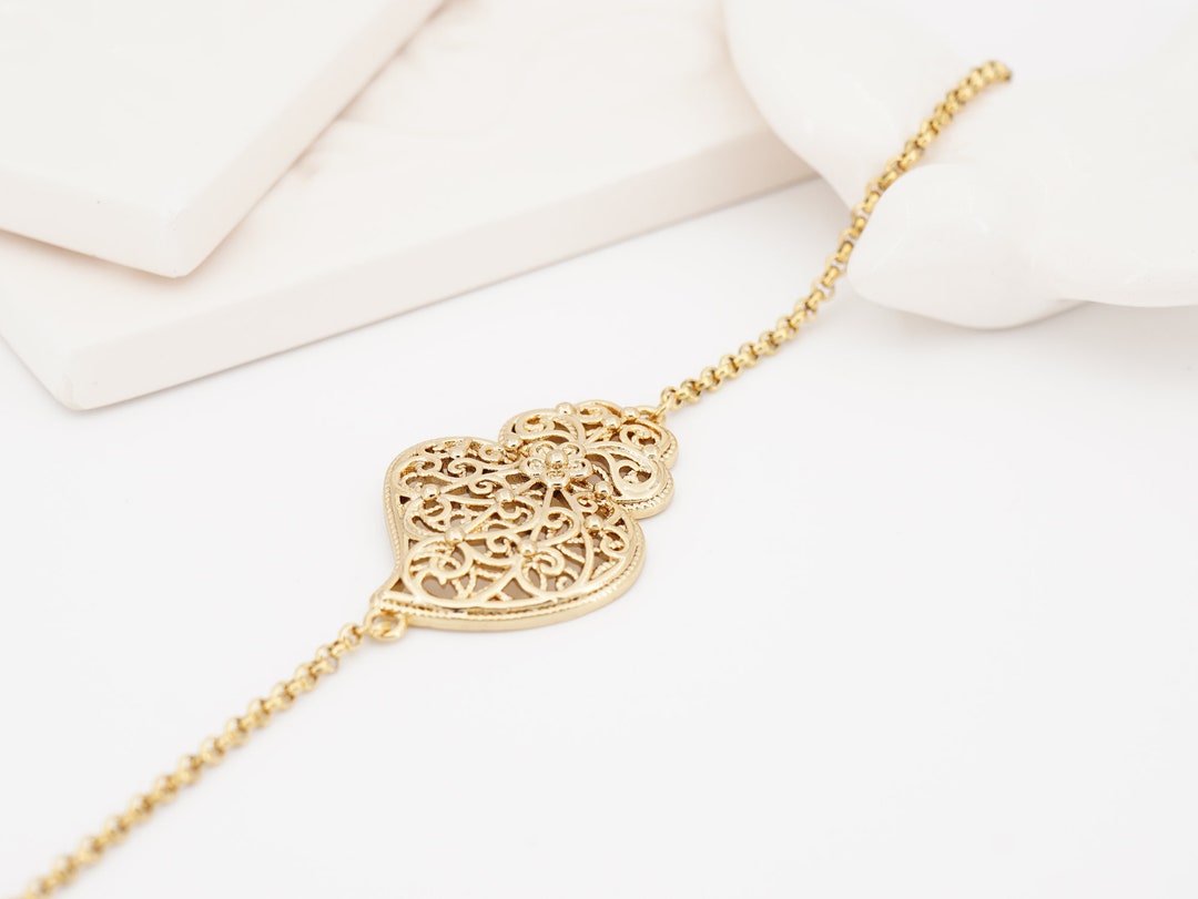 Portuguese Filigree Inspired BRACELET With Traditional Viana Heart ...