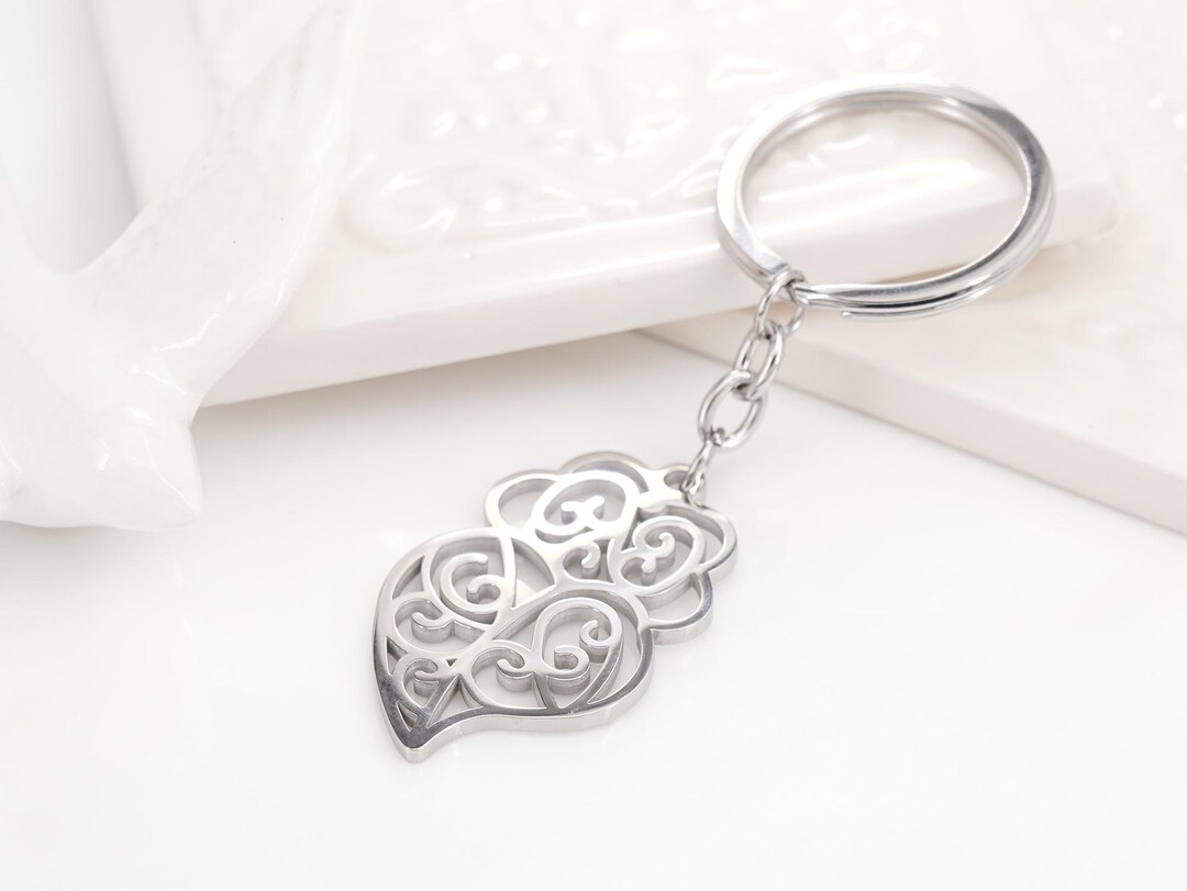 Portuguese Filigree Inspired Viana Heart Keychain, Stainless Steel ...