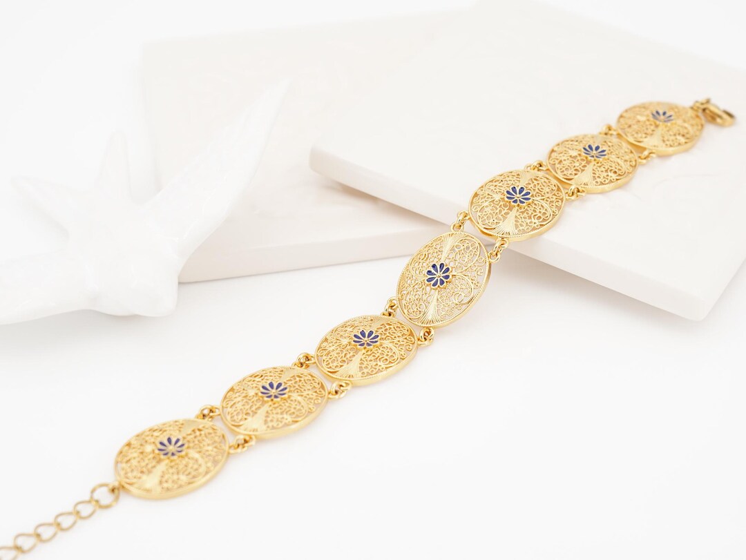 Portuguese Filigree Inspired Bracelet With Ovals, With Blue Details ...