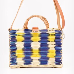 Basket Bag Organic Reed With Leather Shoulder Strap, MEDIUM Size ...