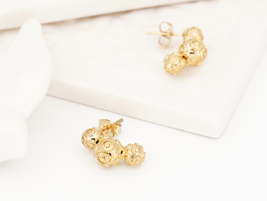 Portuguese Filigree Inspired Viana Beads Earrings, Golden Stainless ...