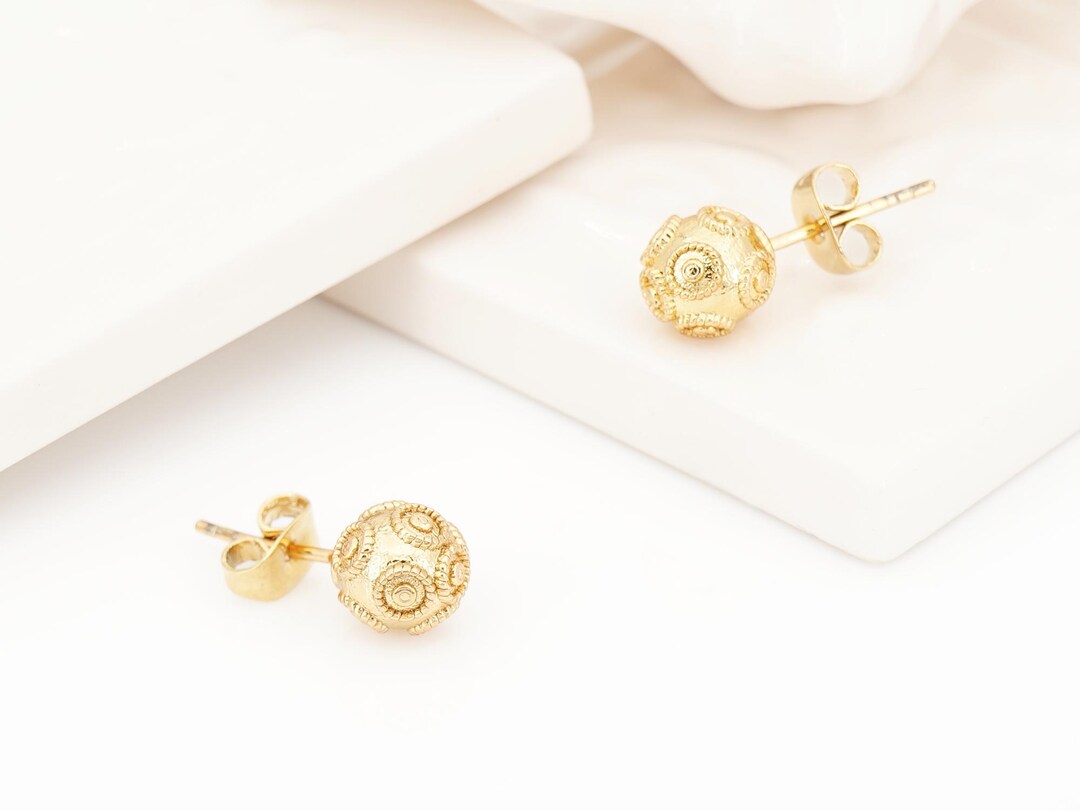 Portuguese Filigree Inspired Viana Beads Earrings, Golden Stainless ...