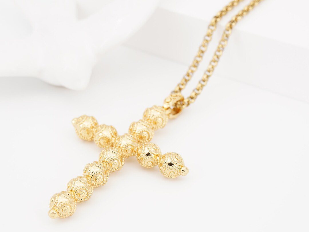 Portuguese Filigree Inspired Large Solid Viana Beads Cross in Necklace ...