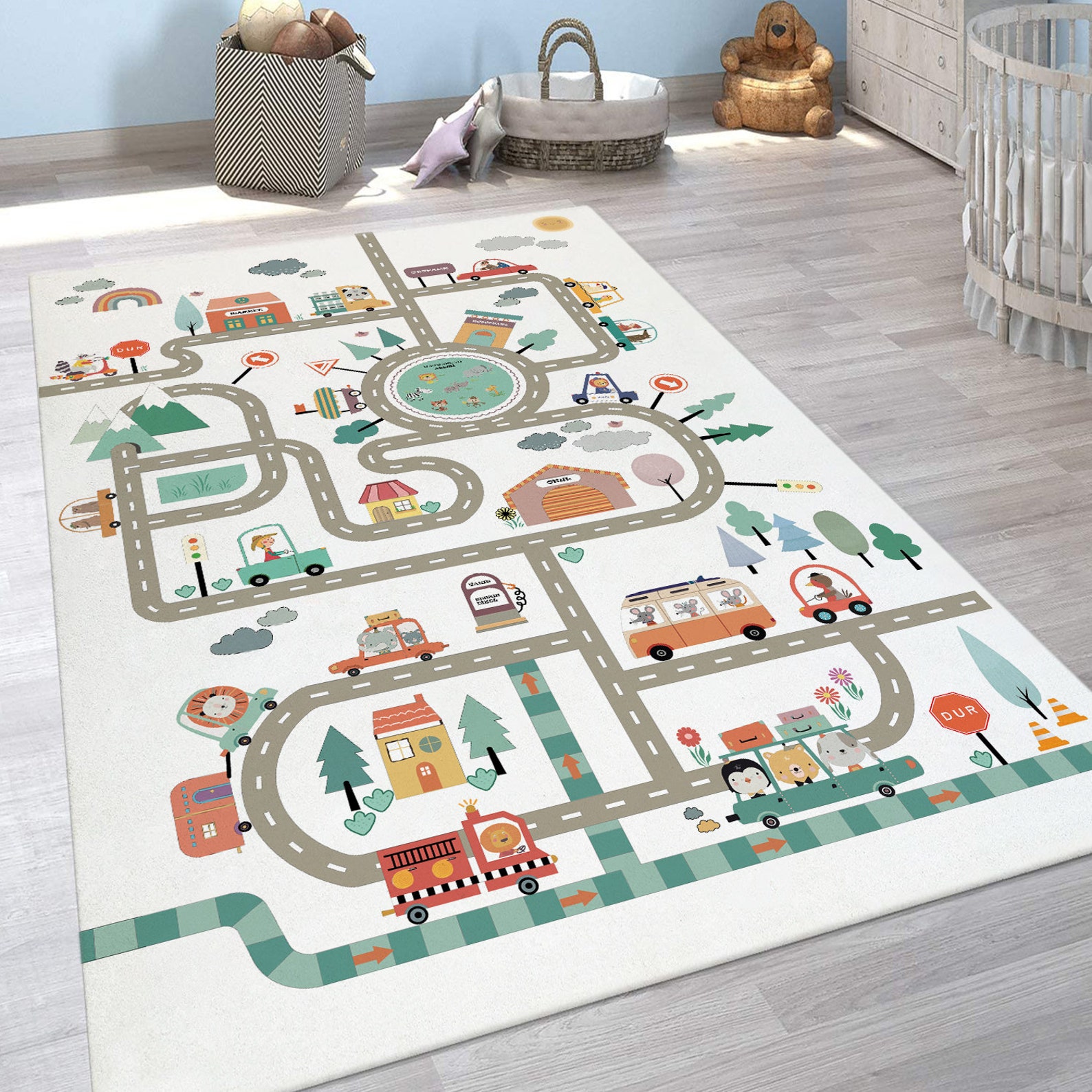 Kids Rug Nursery Rug Kids Play Rug Soft Nursery Rug City - Etsy