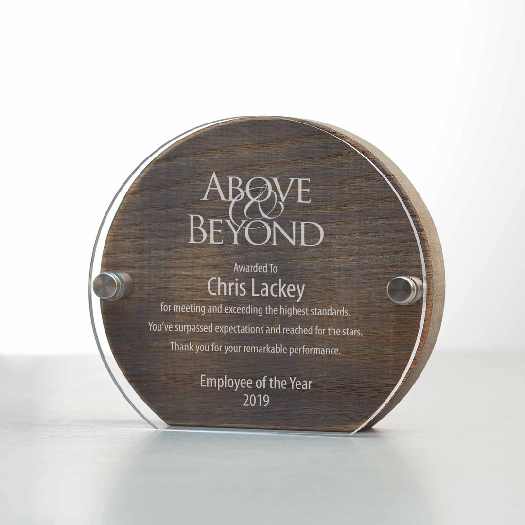 Rustic Praise Wood and Acrylic Trophy Round - Award Trophy ...