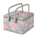Extra Large Twin Lidded Beautiful Bloom Sewing Box, Pink on Grey ...