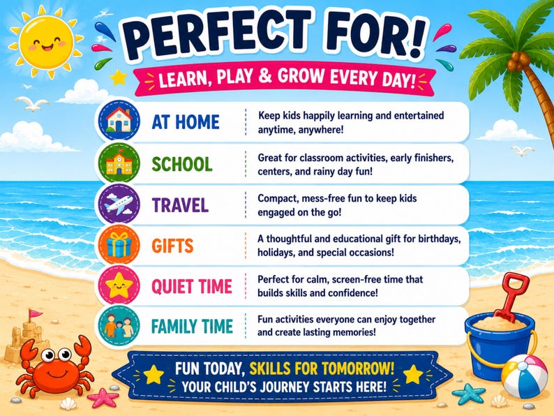 Kids Beach Activity Pack | Coloring Pages, Mazes, Games (ages 4-8 ...