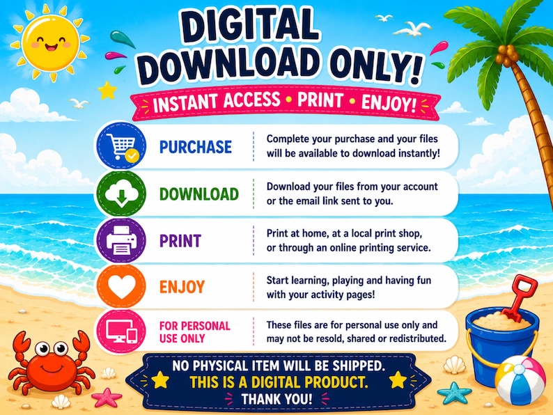 Kids Beach Activity Pack | Coloring Pages, Mazes, Games (ages 4-8 ...