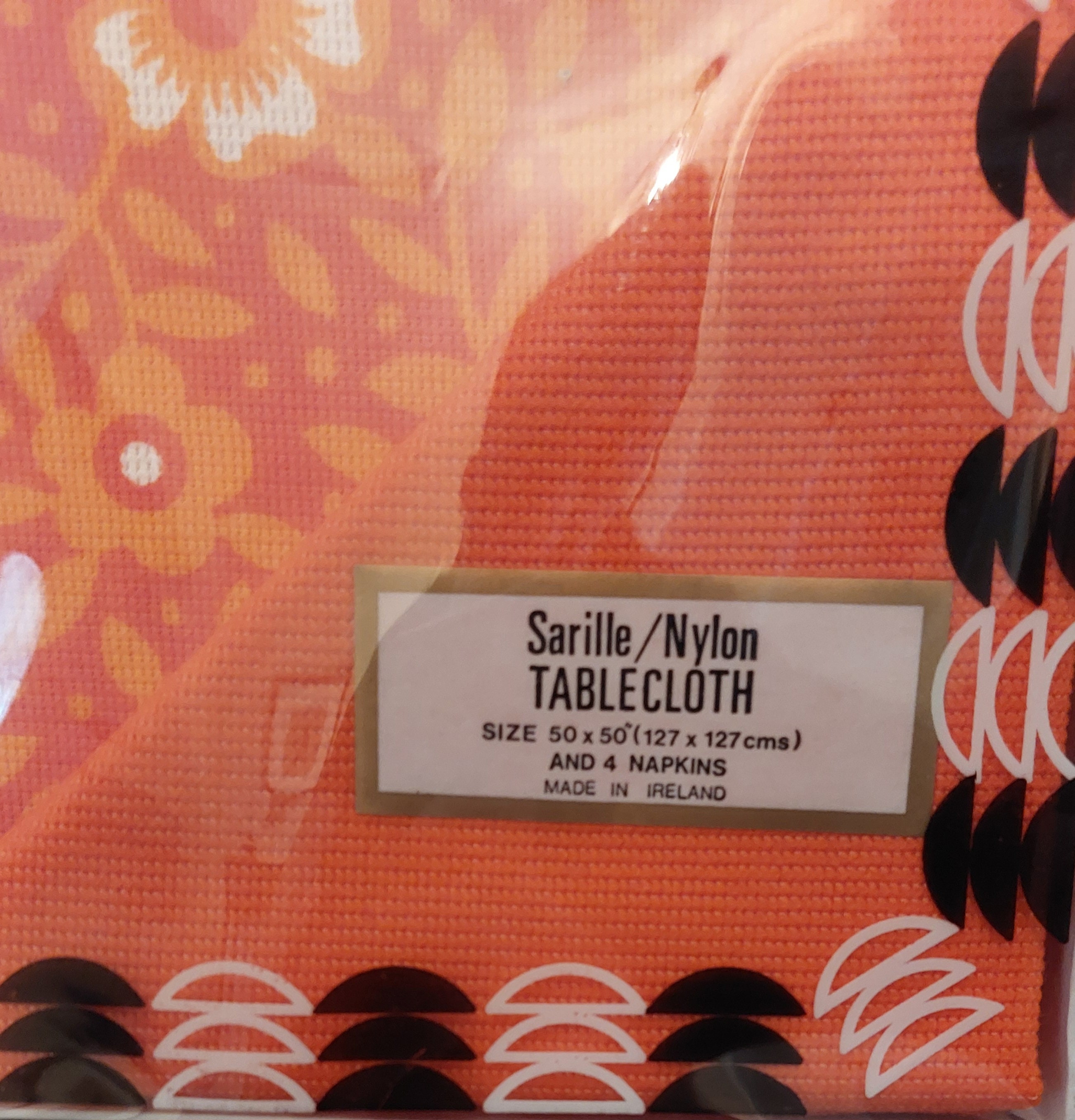 Vintage Retro 1970s Old Mill Sarille Nylon 50x50 Tablecloth and 4 ...
