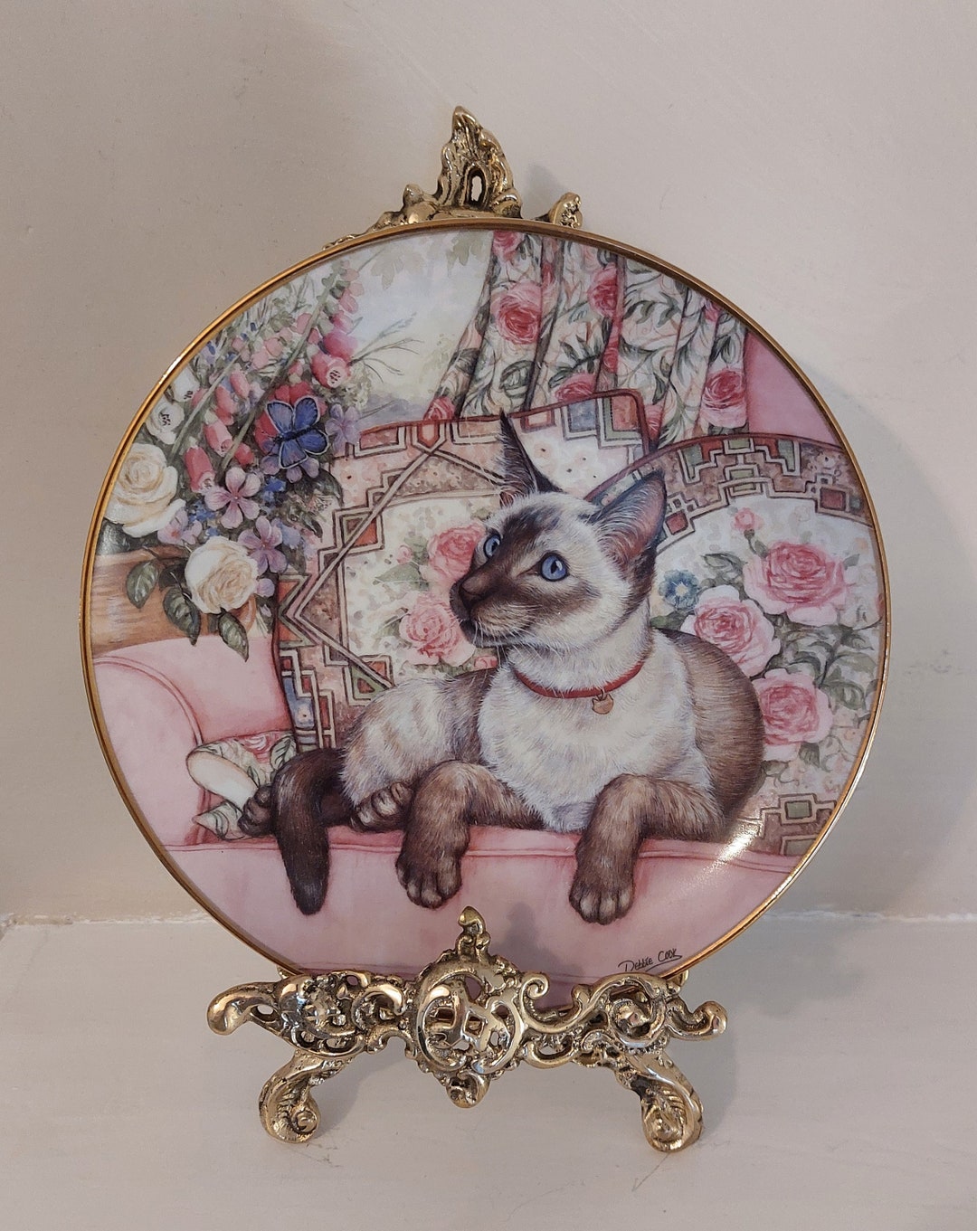 Vintage Danbury Mint Siamese Cats by Debbie Cook 8 Picture Plate Flying ...