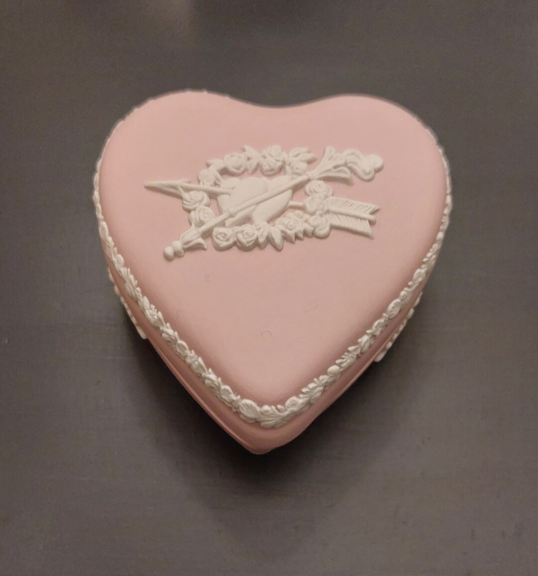 Vintage Wedgwood Pink Jasperware Heart Shaped Trinket Box Rare - Etsy