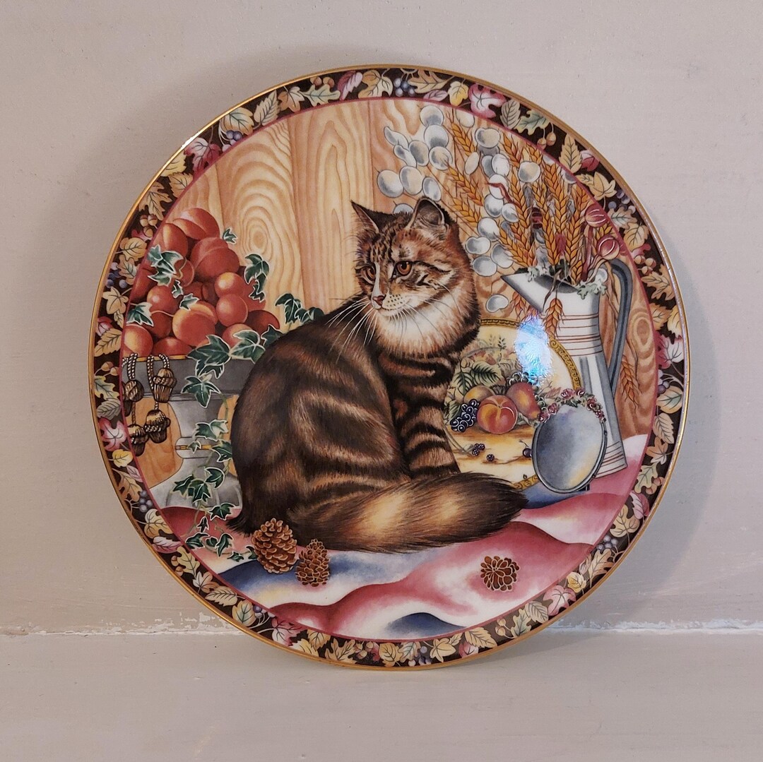 Vintage Aynsley Autumn Cat Picture Plate Orchard Gold - Etsy