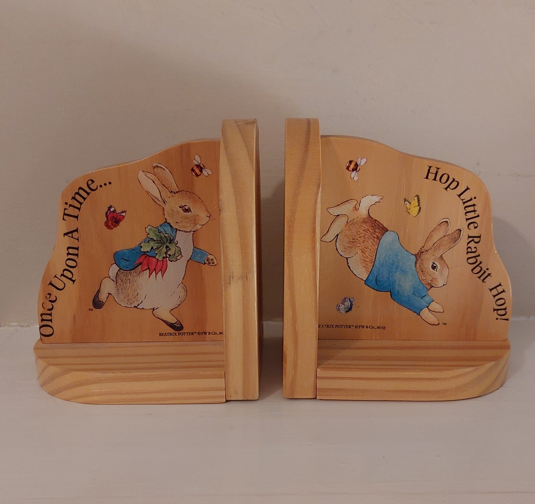 Vintage Beatrix Potter Peter Rabbit Pine Children's Bookends - Etsy