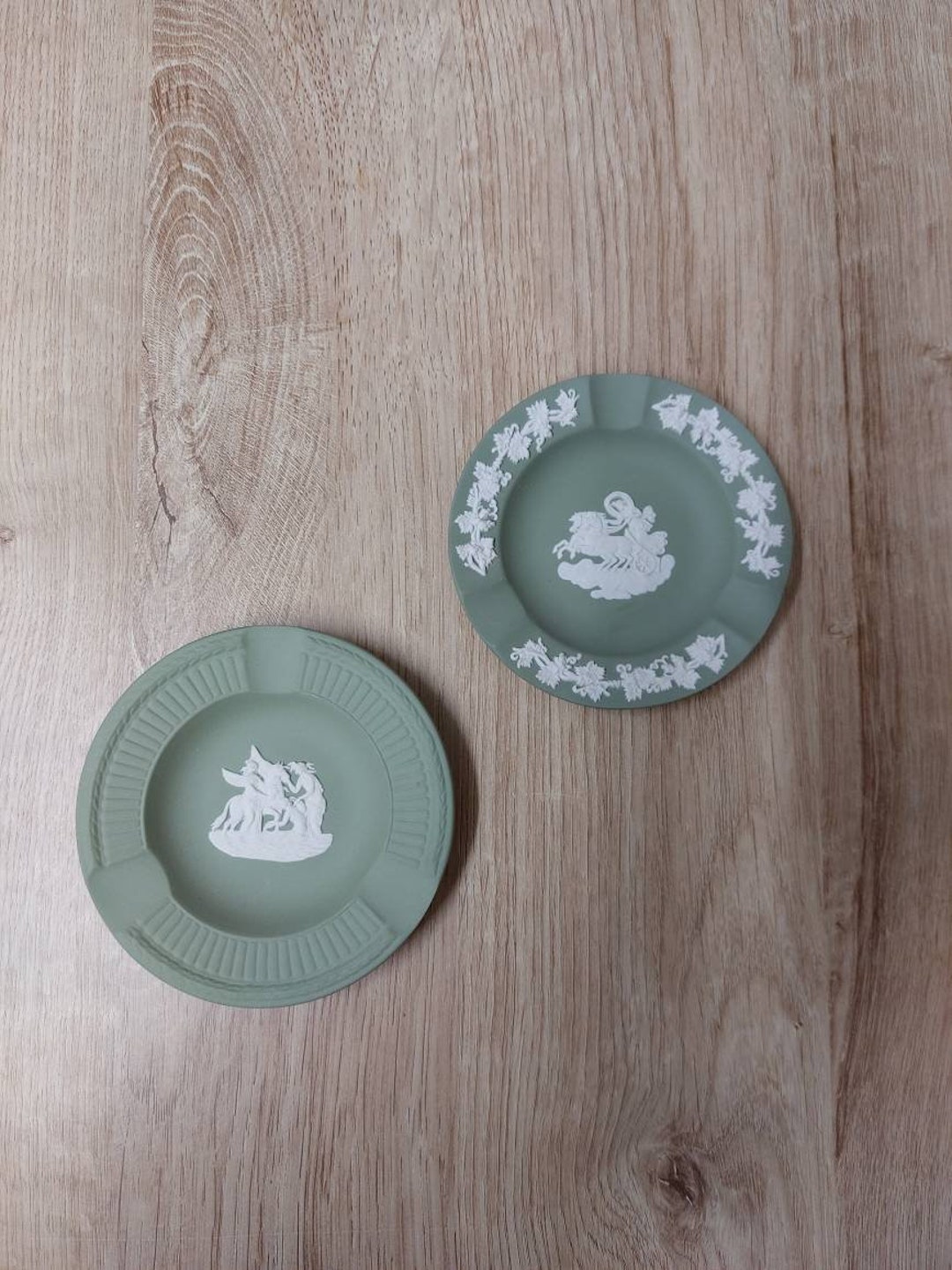 Vintage Wedgwood Green Jasperware Pair of Ashtrays - Etsy