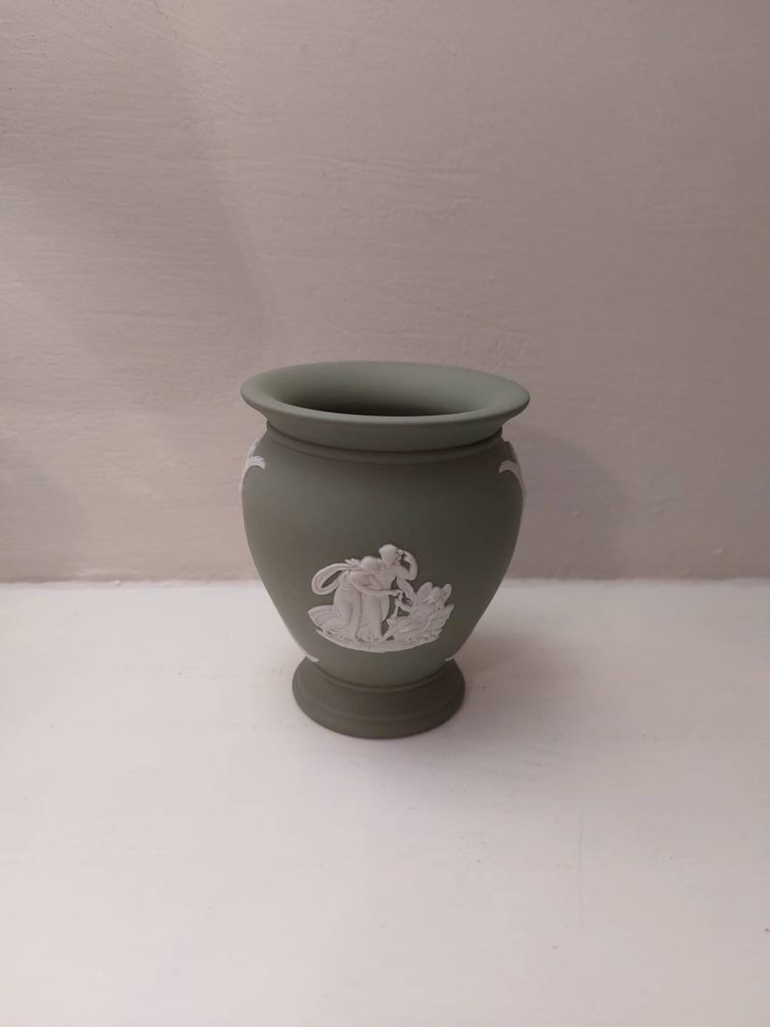 Vintage Wedgwood Green Jasperware Vase. - Etsy