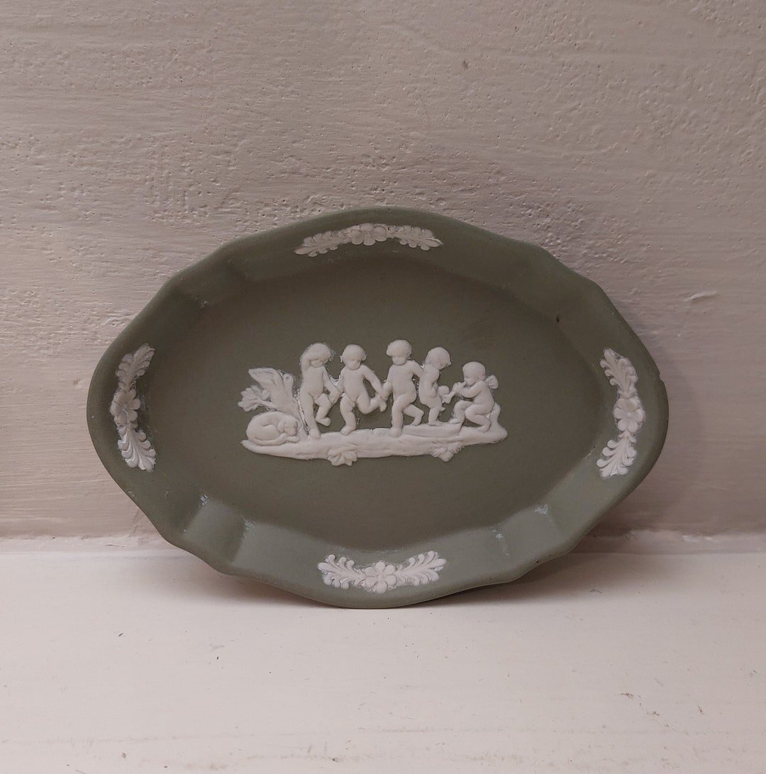Vintage Wedgwood Green Jasperware Trinket Dish - Etsy