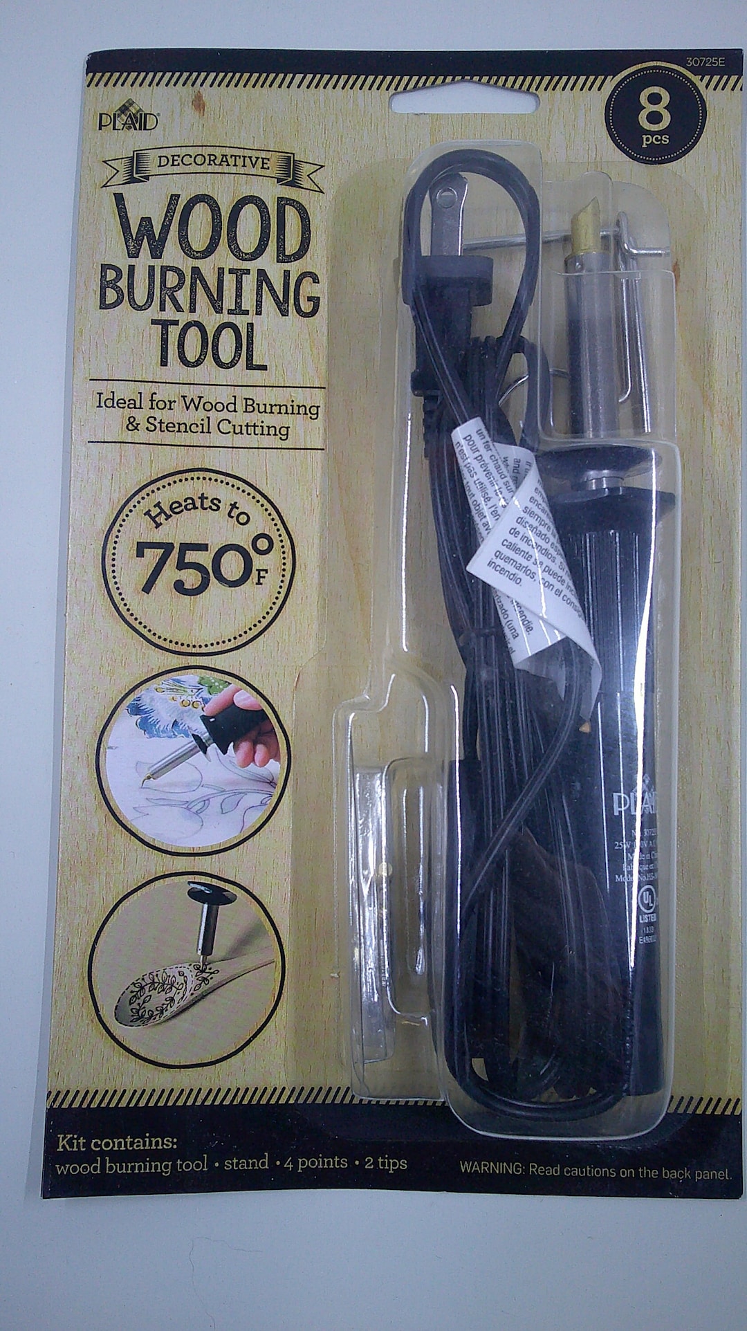 Wood Burning Tool, Tool Craft Supply, New 8 Pcs, Plaid Wood Burning and ...