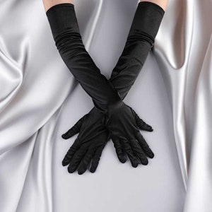 Long Black Satin Gloves: Elegant Opera, Prom, Red Carpet Events - Etsy