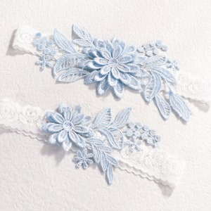 Pastel Blue Lace Garter Set for Bride, Wedding Garter | GT2011 - Etsy